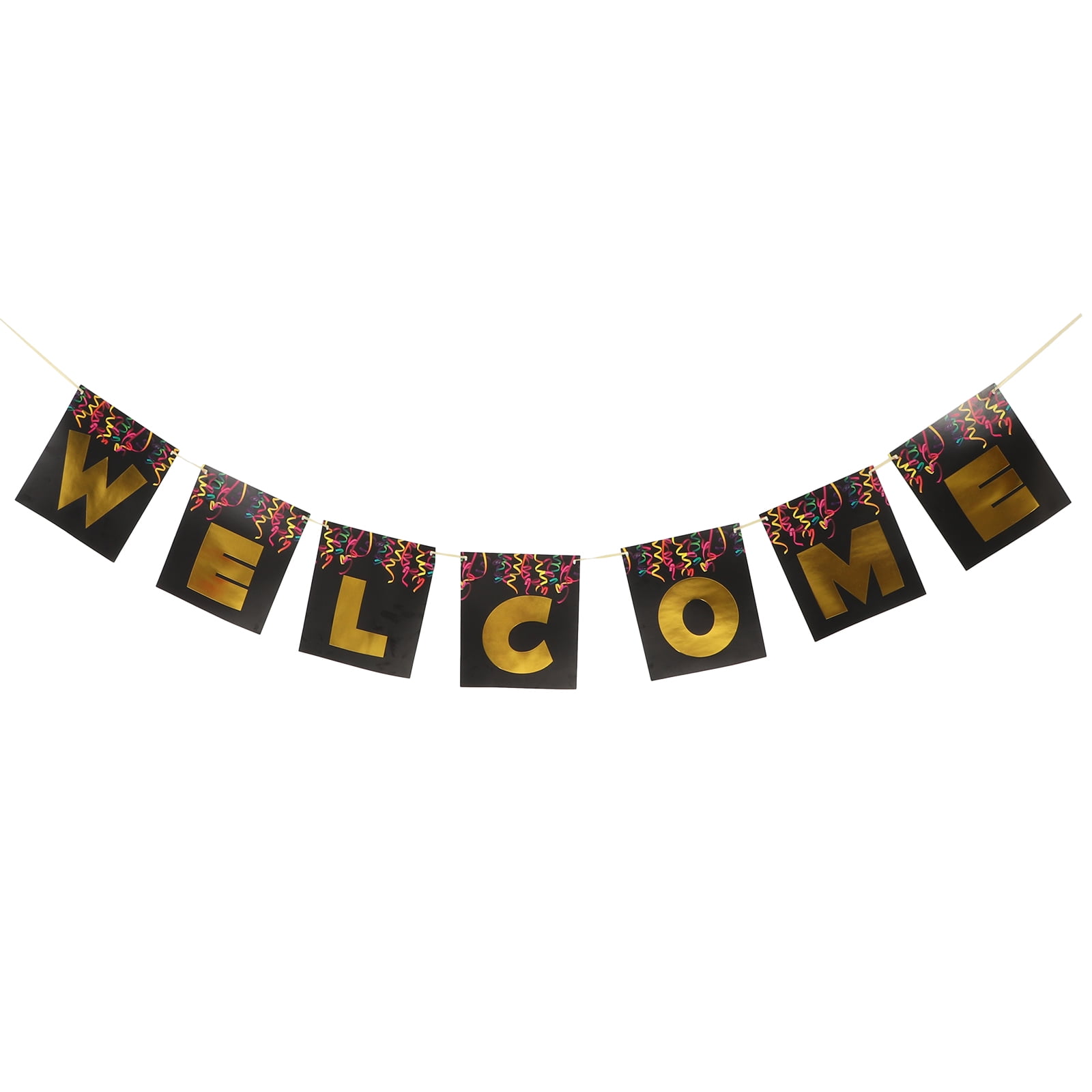 ibasenice Elegant Black Welcome Banner with Gold Foil Design for Party ...