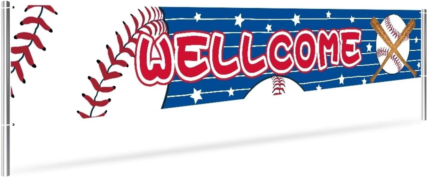Welcome Baseball Door Sign Welcome Banners for Outside Large Holiday ...