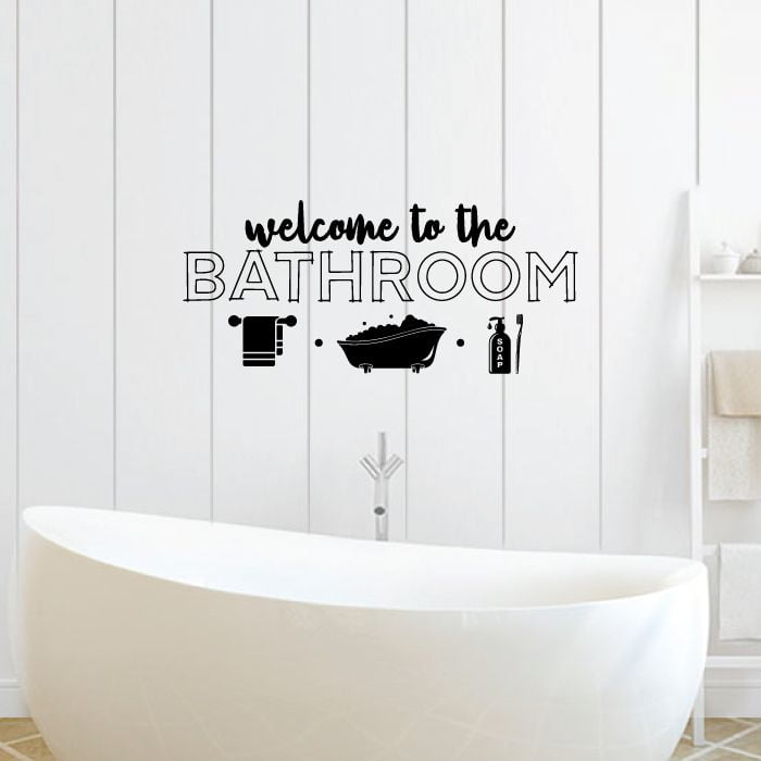 Welcome To The Bathroom - Bathroom Quote Vinyl Wall Art Sticker Decal ...