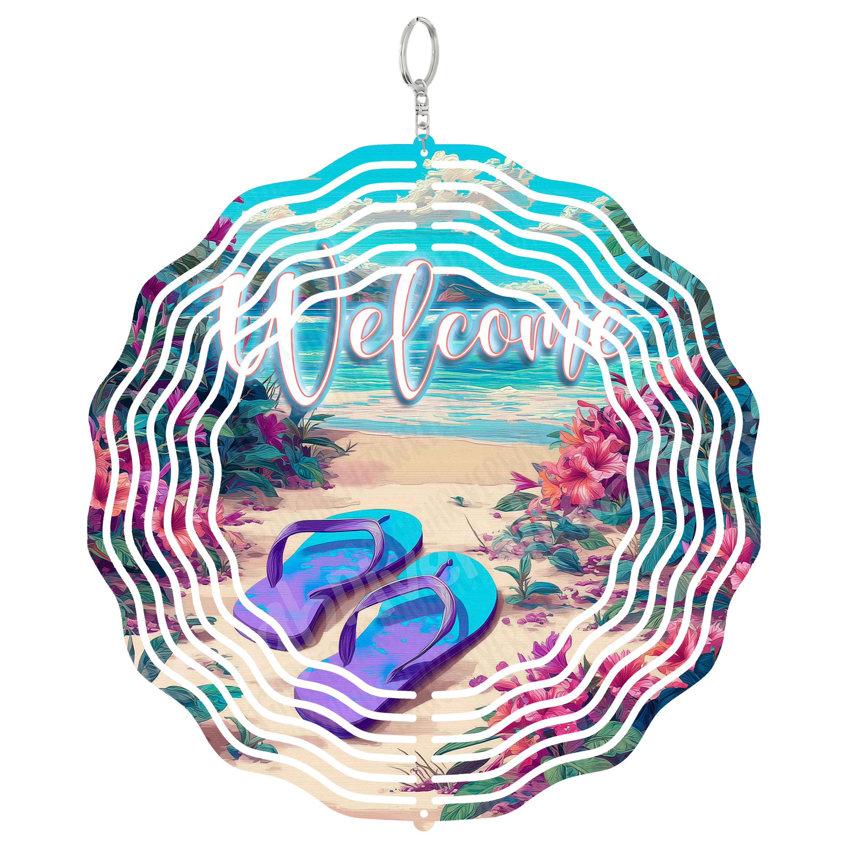 Welcome Beach Wind Spinner Metal Outdoor Decor Tropical Vacation ...