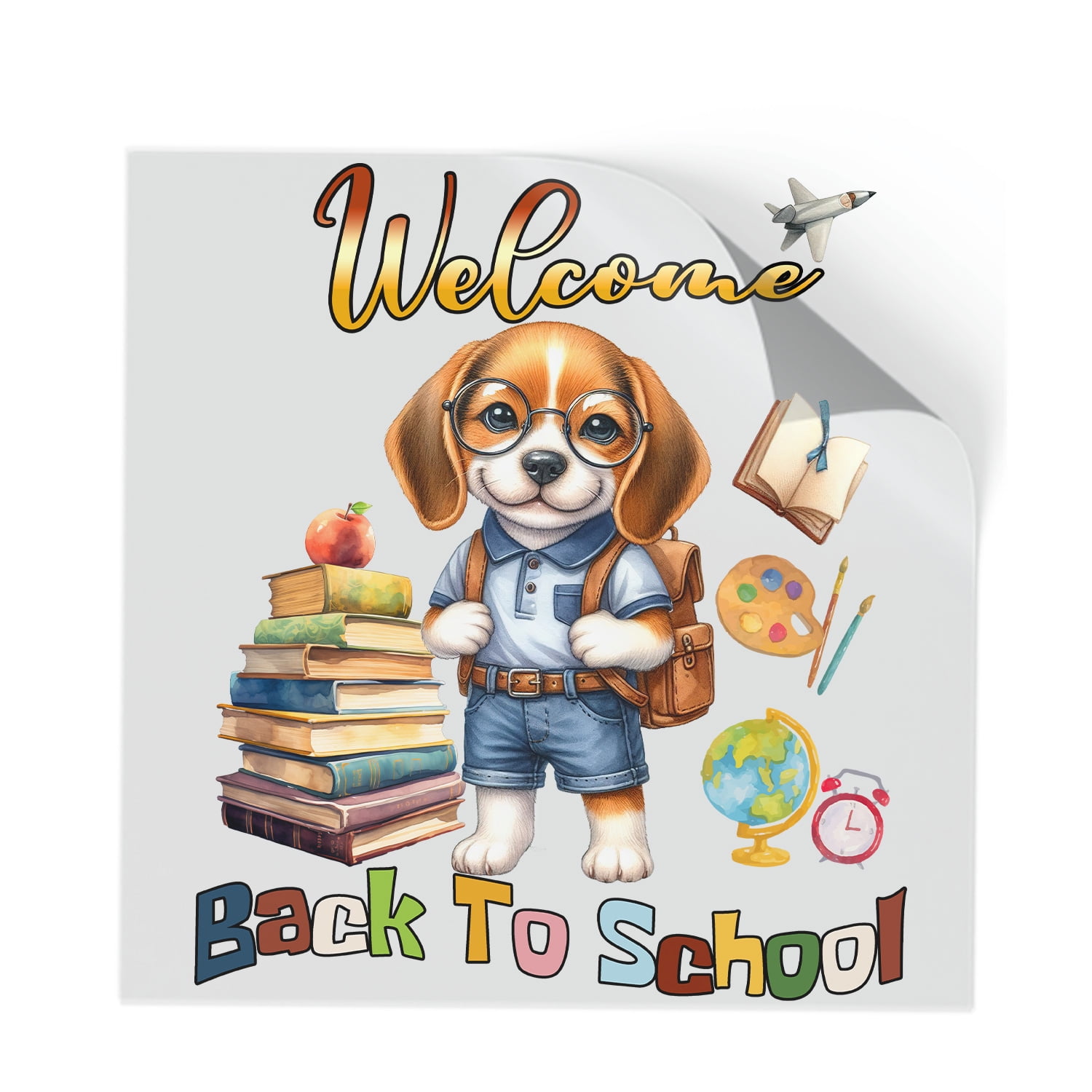 Welcome Beagle Back to School Vintage Retro Cutout Transfer Sticker ...