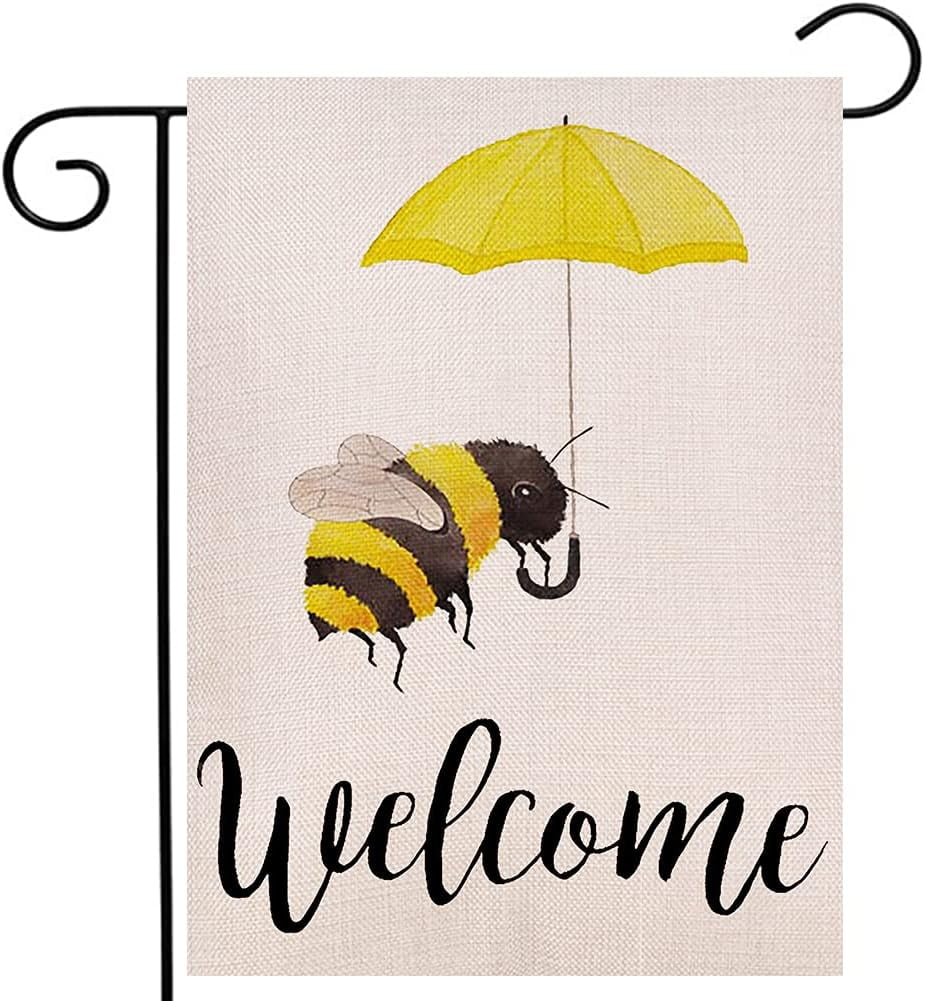 Welcome Bee Garden Flag Vertical Double Sized, Summer Umbrella Yard ...