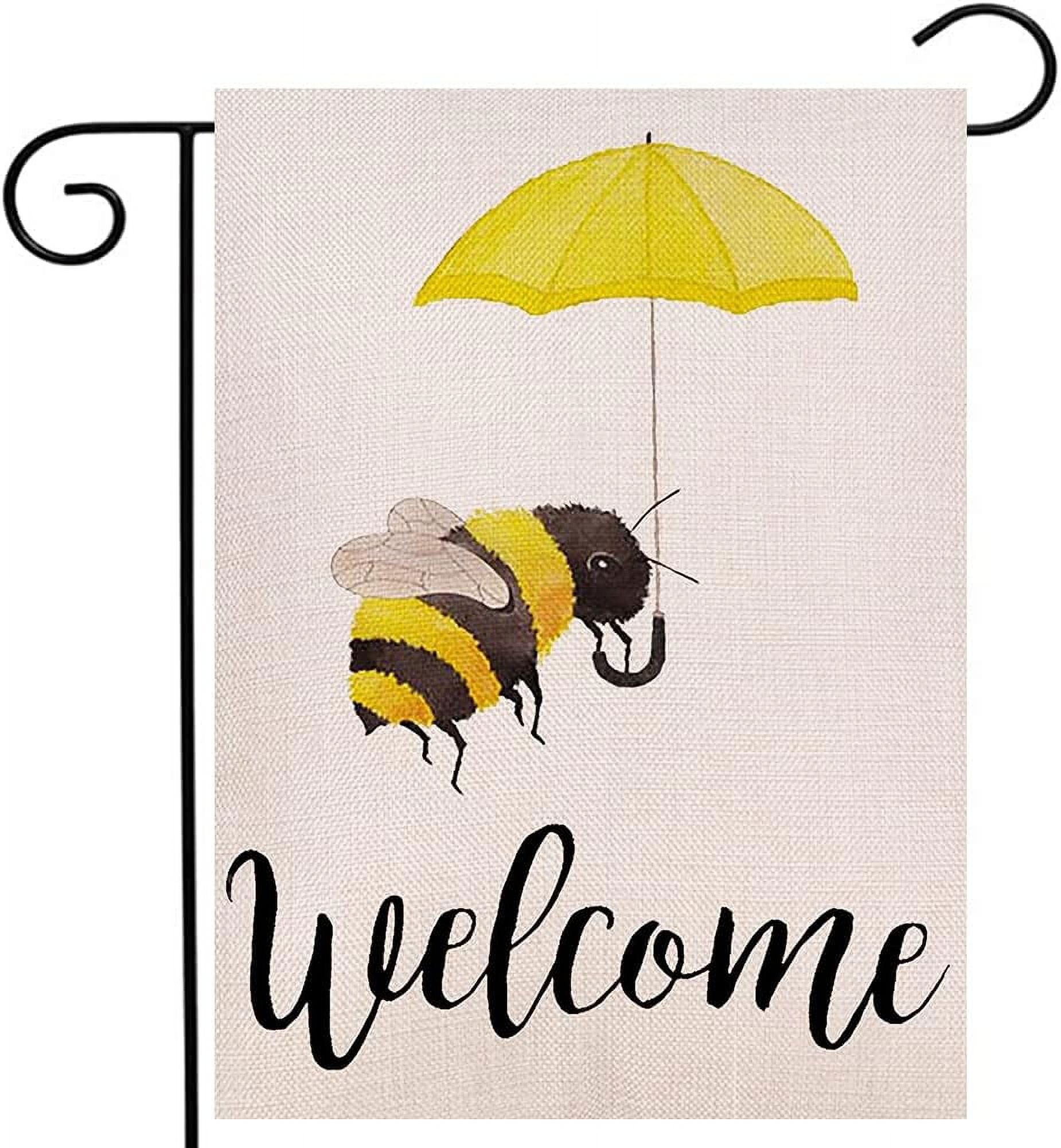 Welcome Bee Garden Flag Vertical Double Sized, Summer Umbrella Yard ...