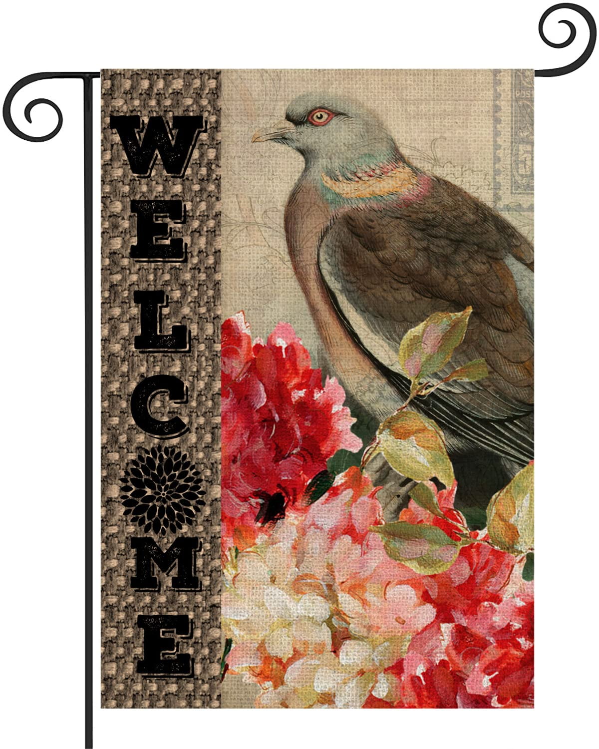 Welcome Bird Spring Garden Flag Vertical Double Sided Vintage Botanical ...