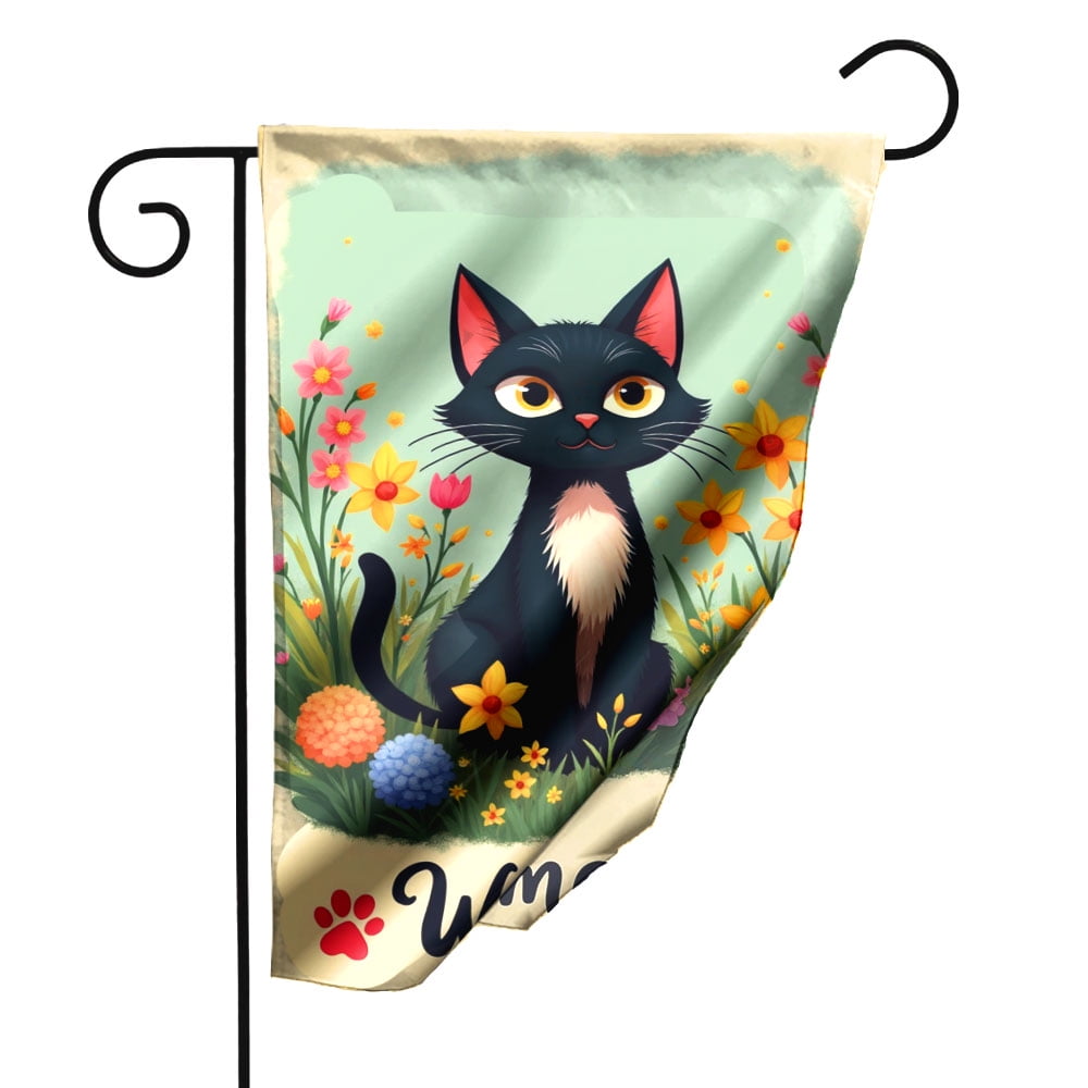 Welcome Black Cat Garden Flag 12.5x18 Inch Double Sided Polyester ...