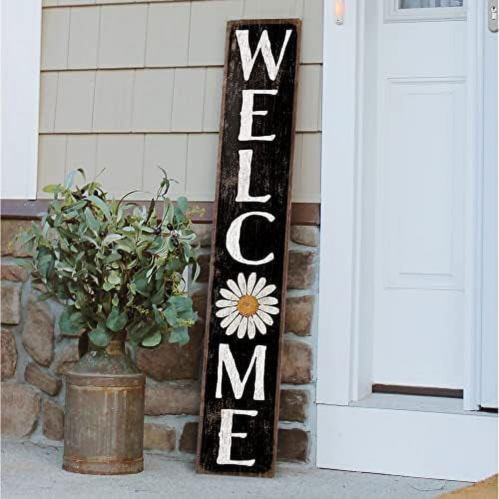 Welcome Black W/Daisy Porch Board Welcome Sign Porch Leaner for Front ...