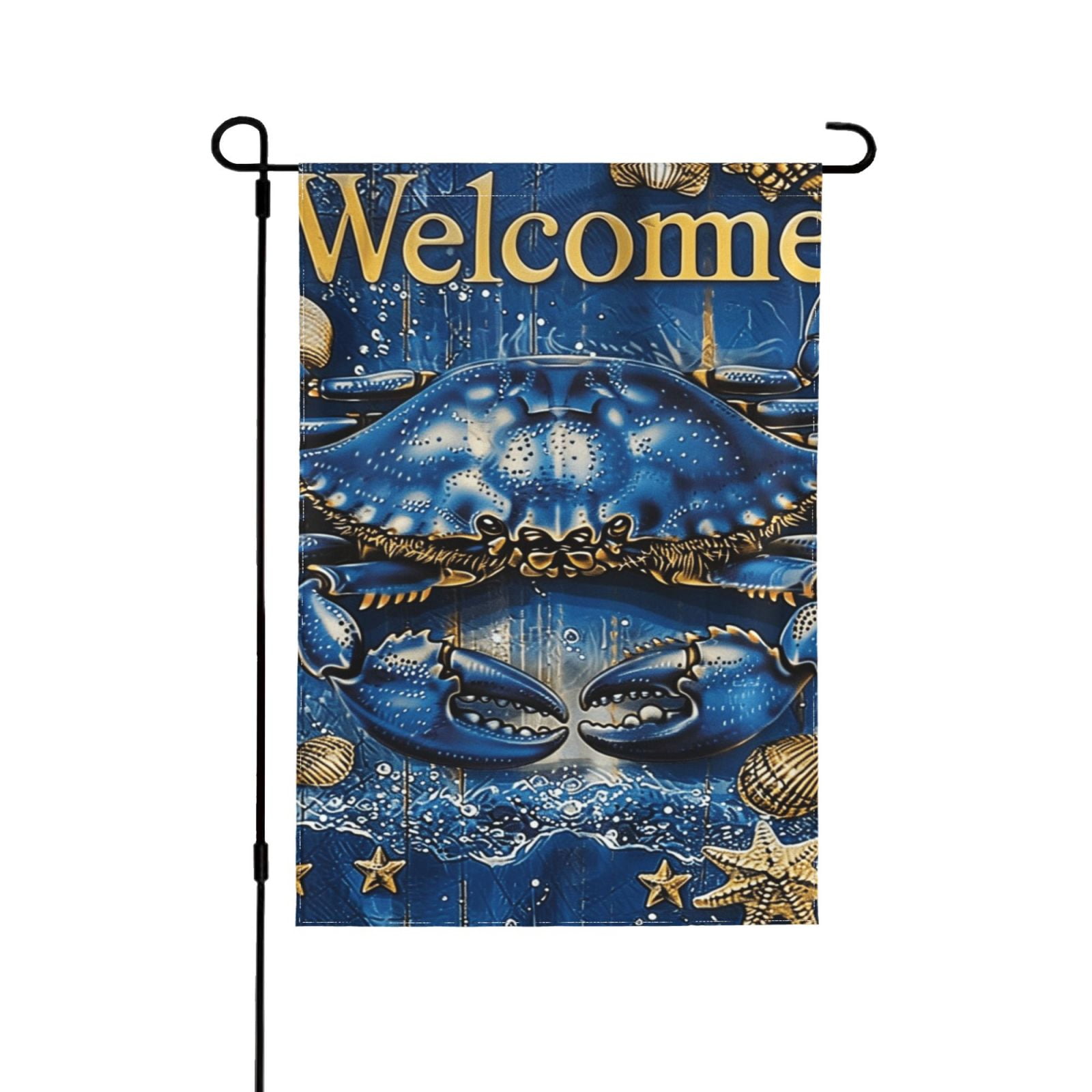 Welcome Blue Crab Garden Flag 12x18 Inch Double Sided Seashell Starfish ...