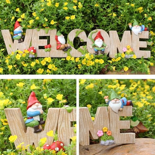 Welcome Board Miniature Ornament Dwarf Craft Welcome Sign Garden Sign ...