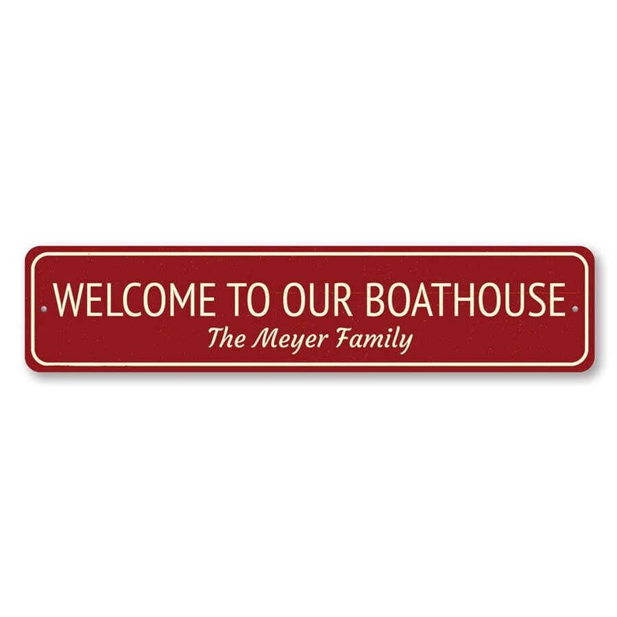 Welcome Boat House Sign Family Name Metal Wall Decor Size: 4 x 16 Inch ...