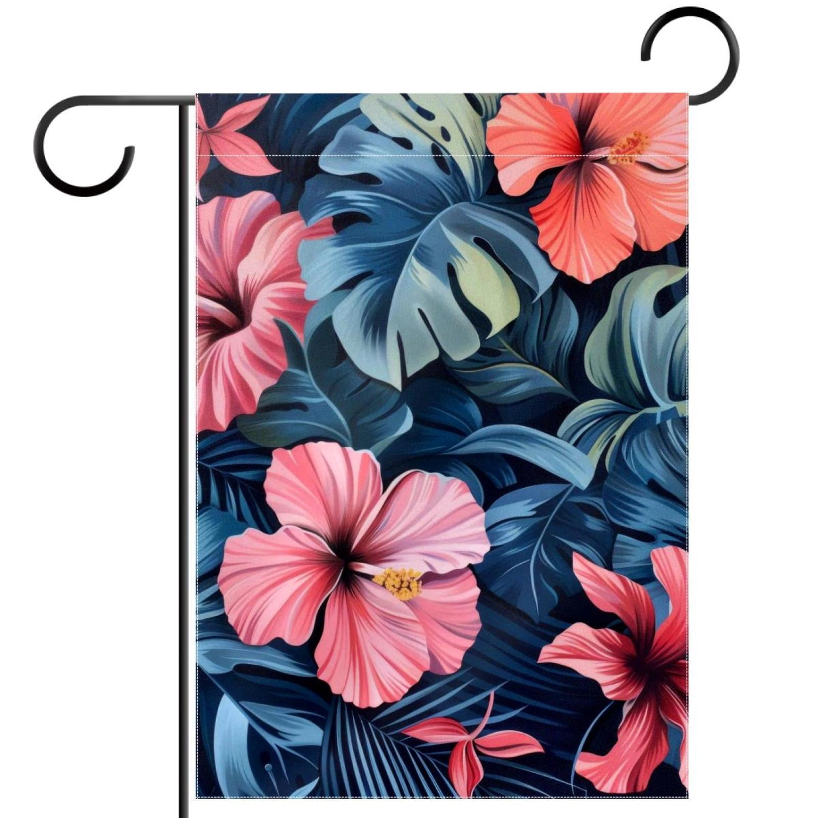 Welcome Boho Floral Flower Tropical Leaves Garden Flag, Vertical Double ...