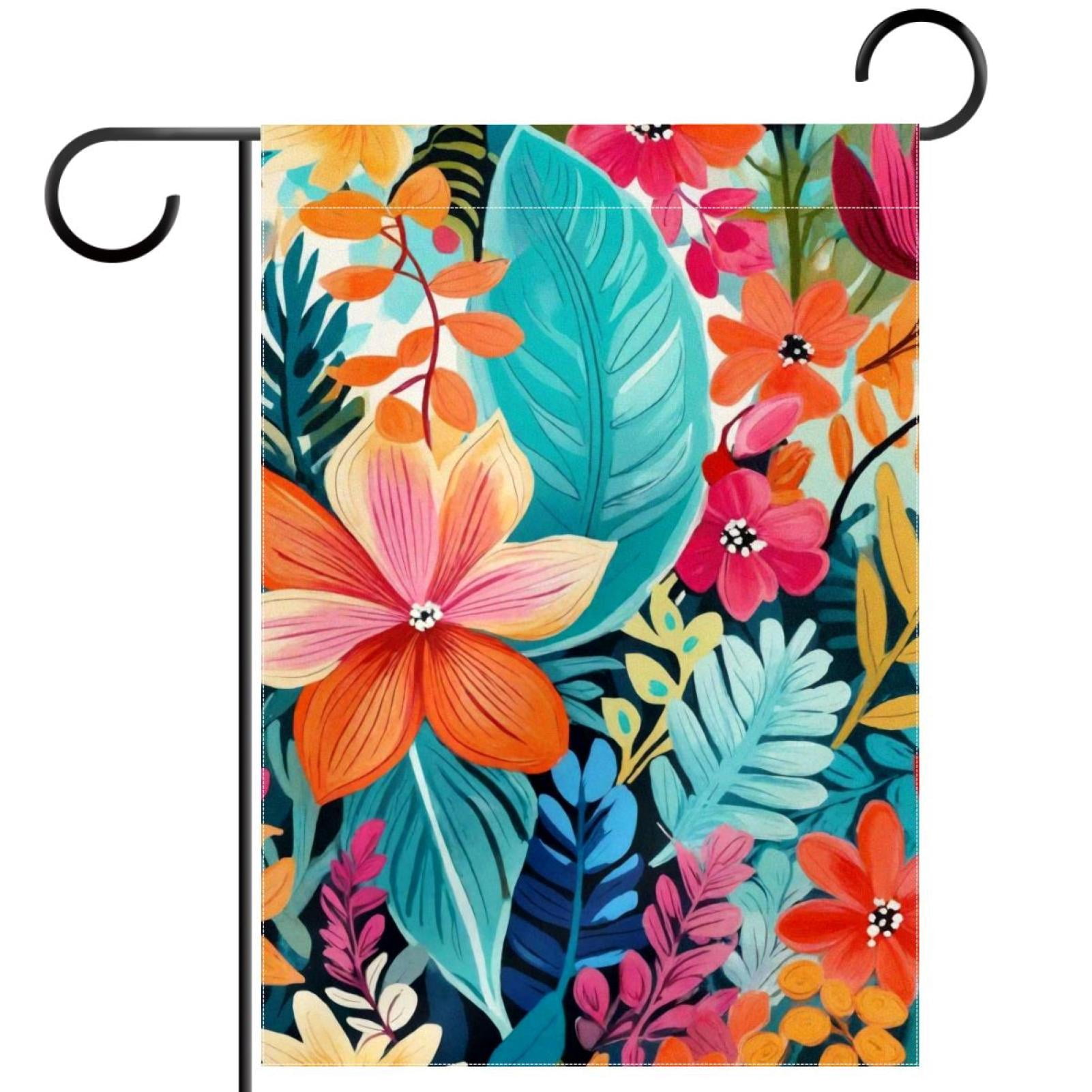 Welcome Boho Floral Tropical Leaves Garden Flag, Vertical Double Sided ...