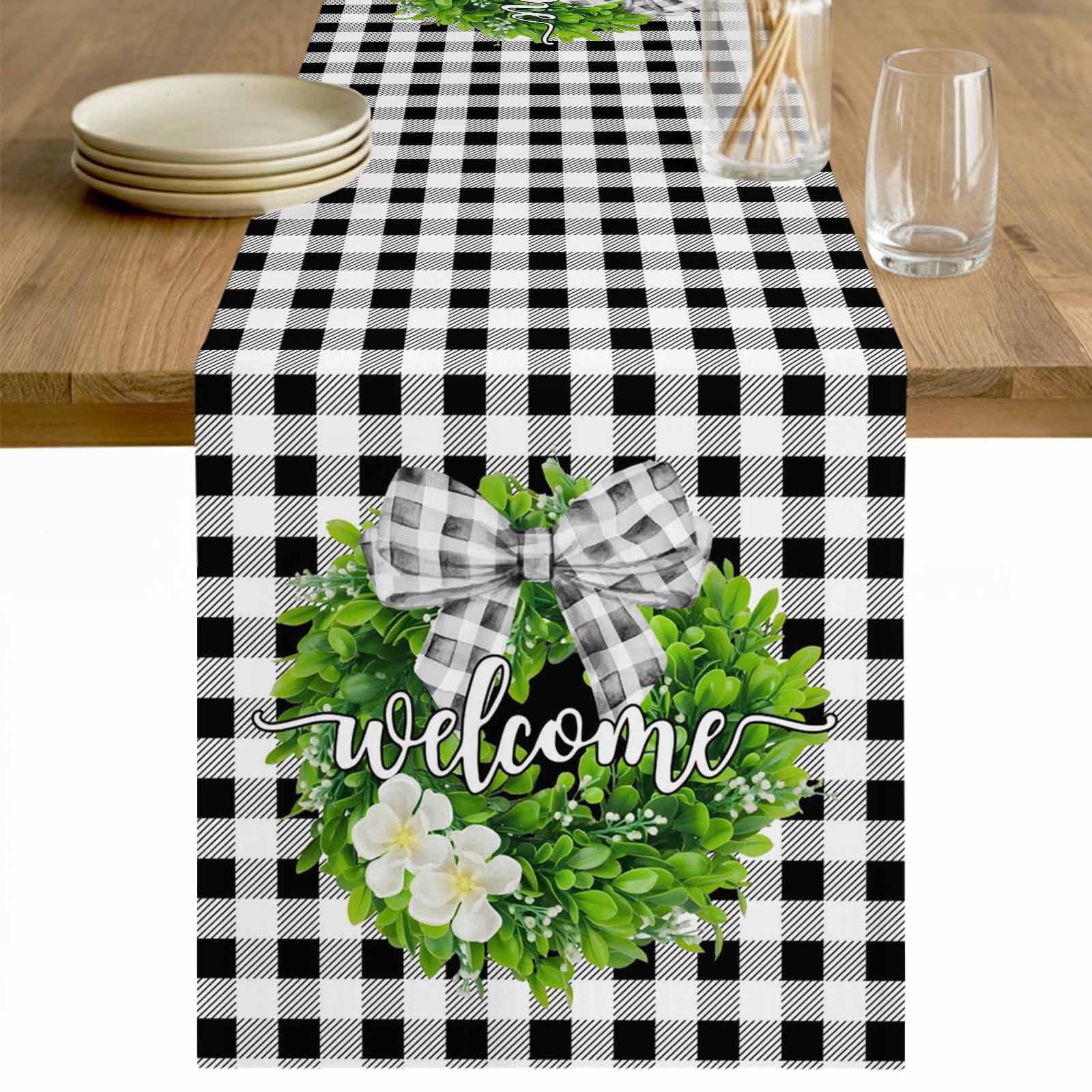 Welcome Bow Knot Wreath Table Runner - 120 Inch Long Summer Flowers ...