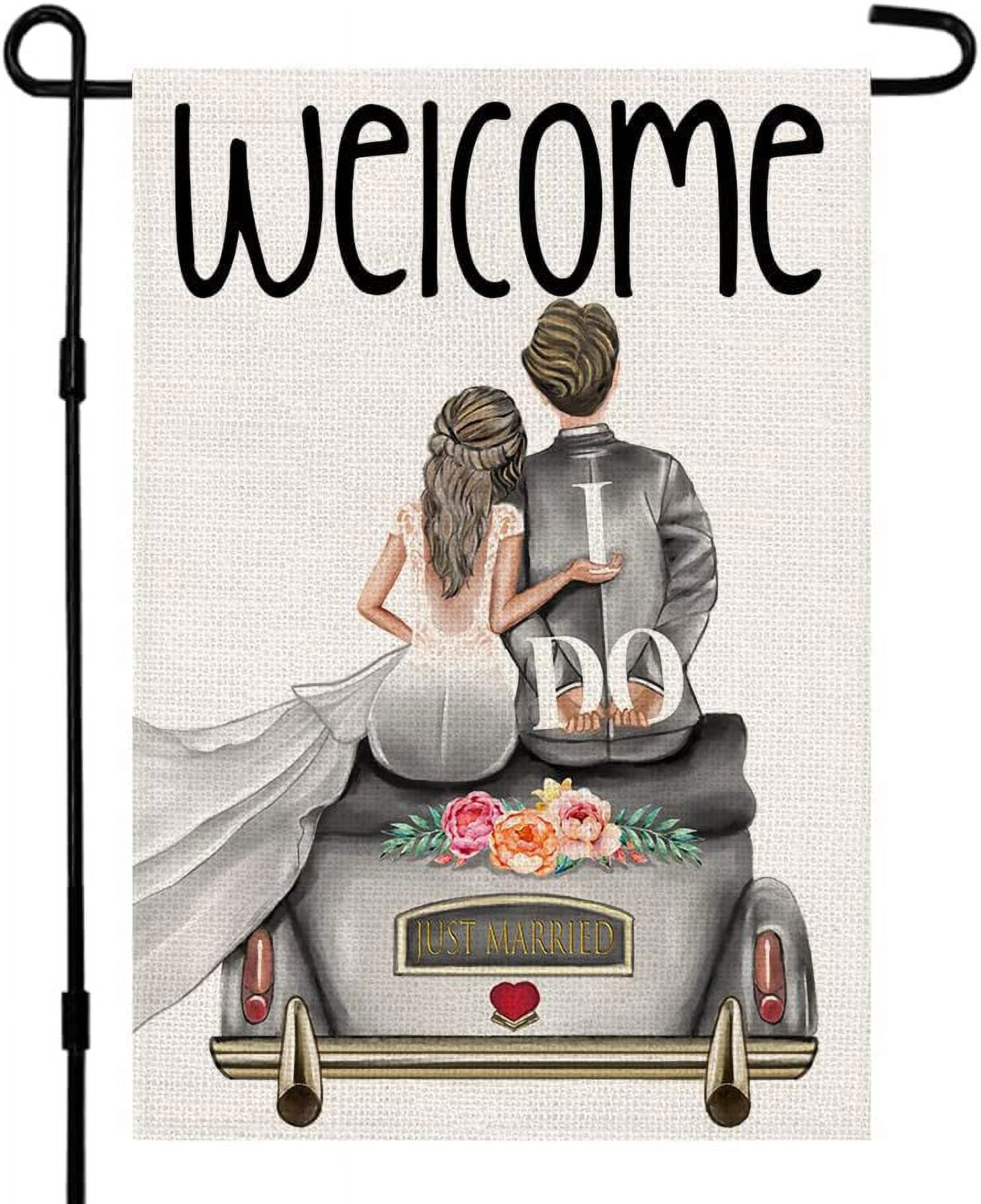 Welcome Bride and Groom Wedding Garden Flag Vertical Double Sided ...
