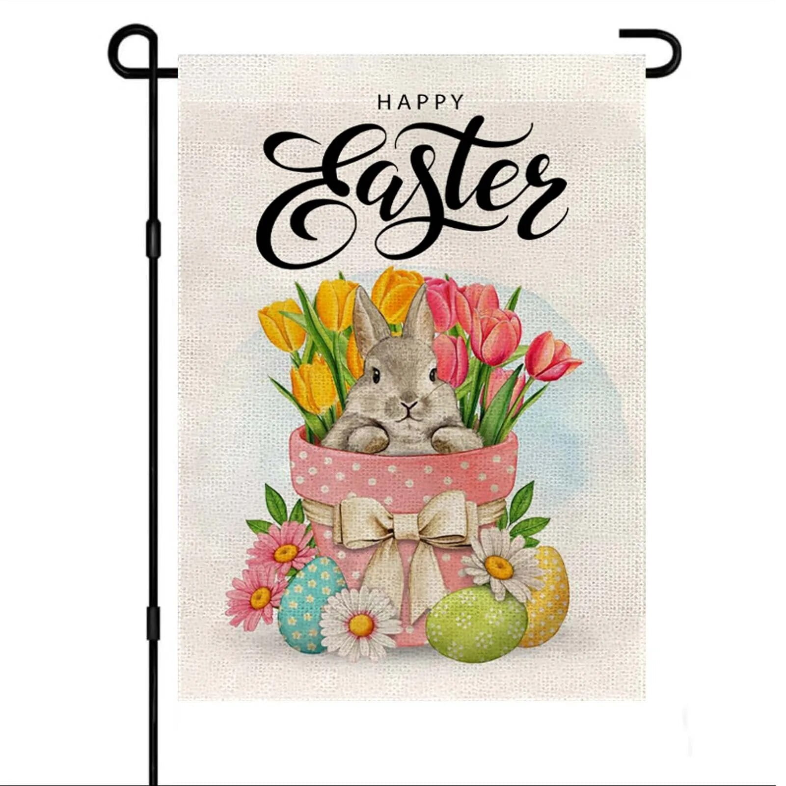 Welcome Bunny Easter Garden Flag 12x18 Inch Double Sided Outside ...