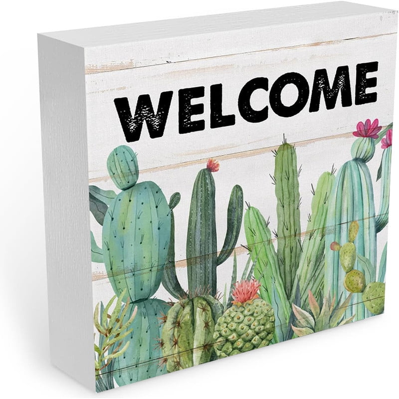 Welcome Cactus Canvas Prints Wall Art Decor Desk Sign Cactus Lover ...