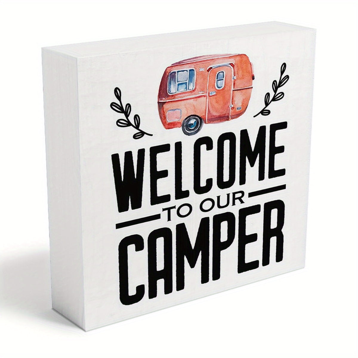 Welcome to Our Camper Rustic Wooden Box Sign - 5x5 Inch Farmhouse Decor ...