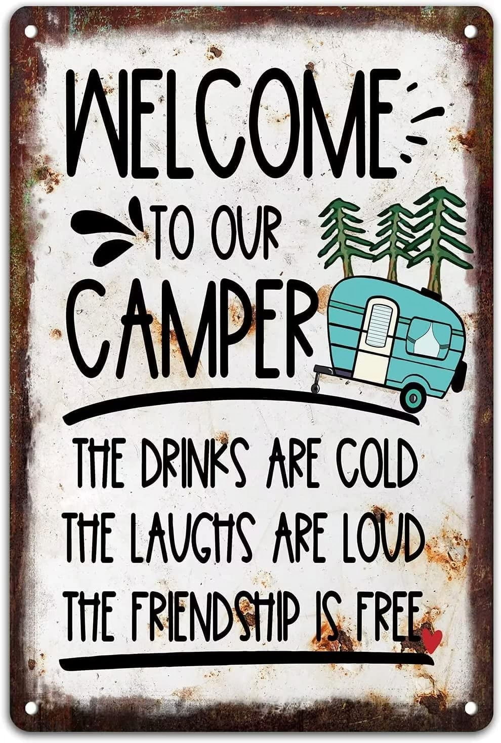 Welcome To Our Camper, Vintage Chic Metal Signs Home Wall Decor Camping ...