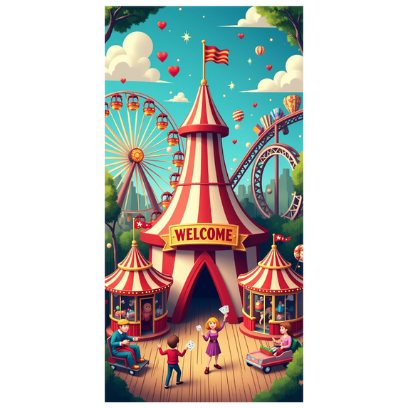 Welcome Carnival Theme Backdrop Banner Festive Amusement Park ...
