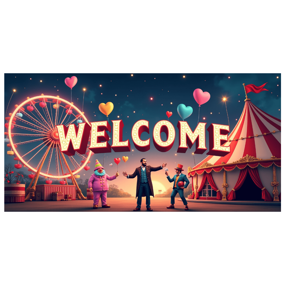 Welcome Carnival Theme Backdrop Banner Festive Amusement Park ...