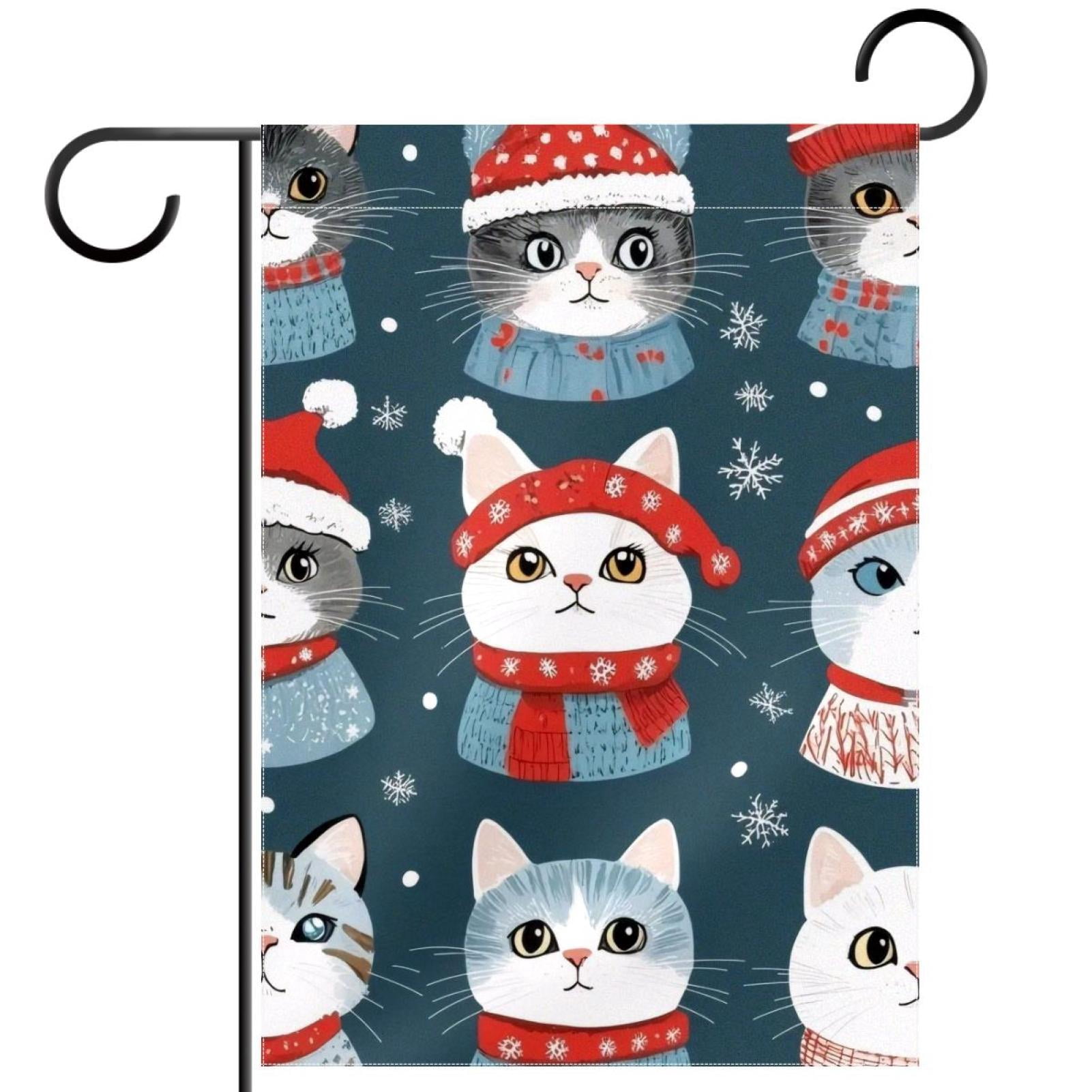 Welcome Cartoon Cats Wearing Different Christmas Outfits Garden Flag ...