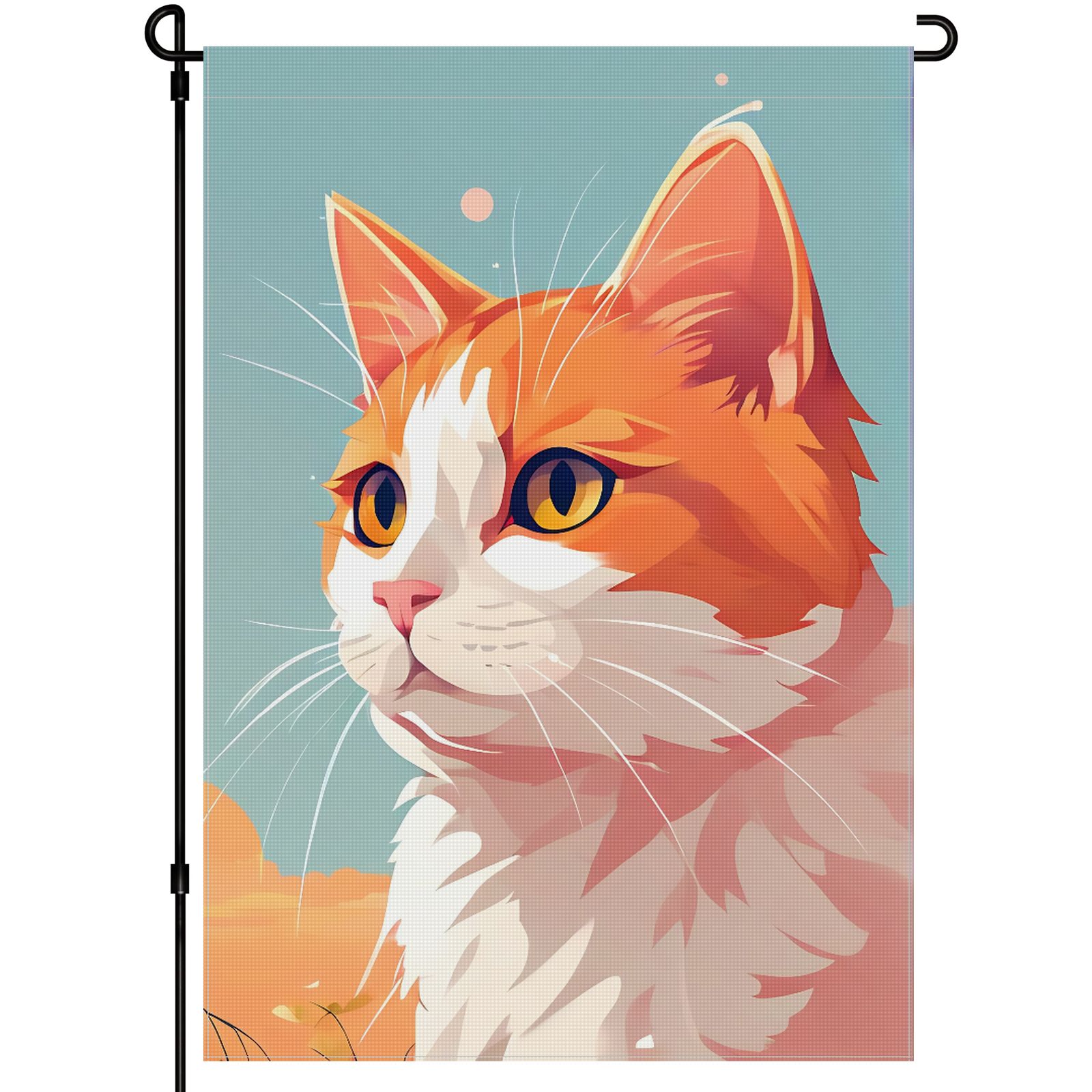 Welcome Cat Double Side Yard Flag - Washable Cartoon Style Kitten ...