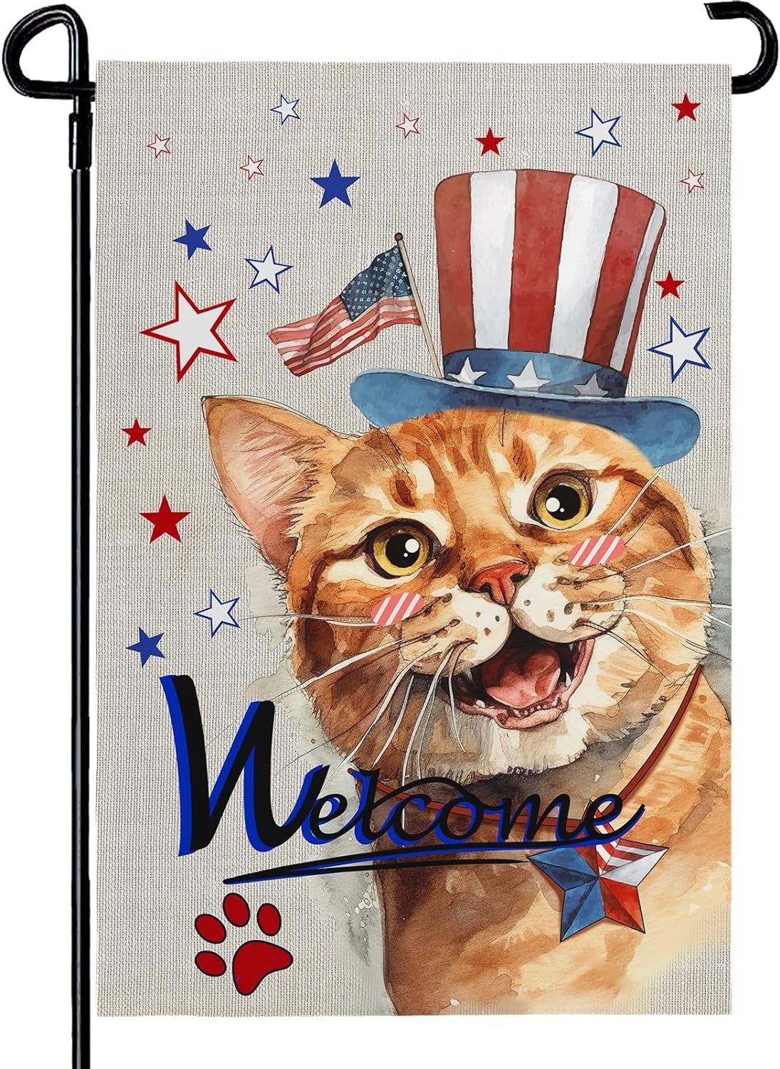 Welcome Cat Garden Flag, Welcome Summer Garden Flags, American Flag ...