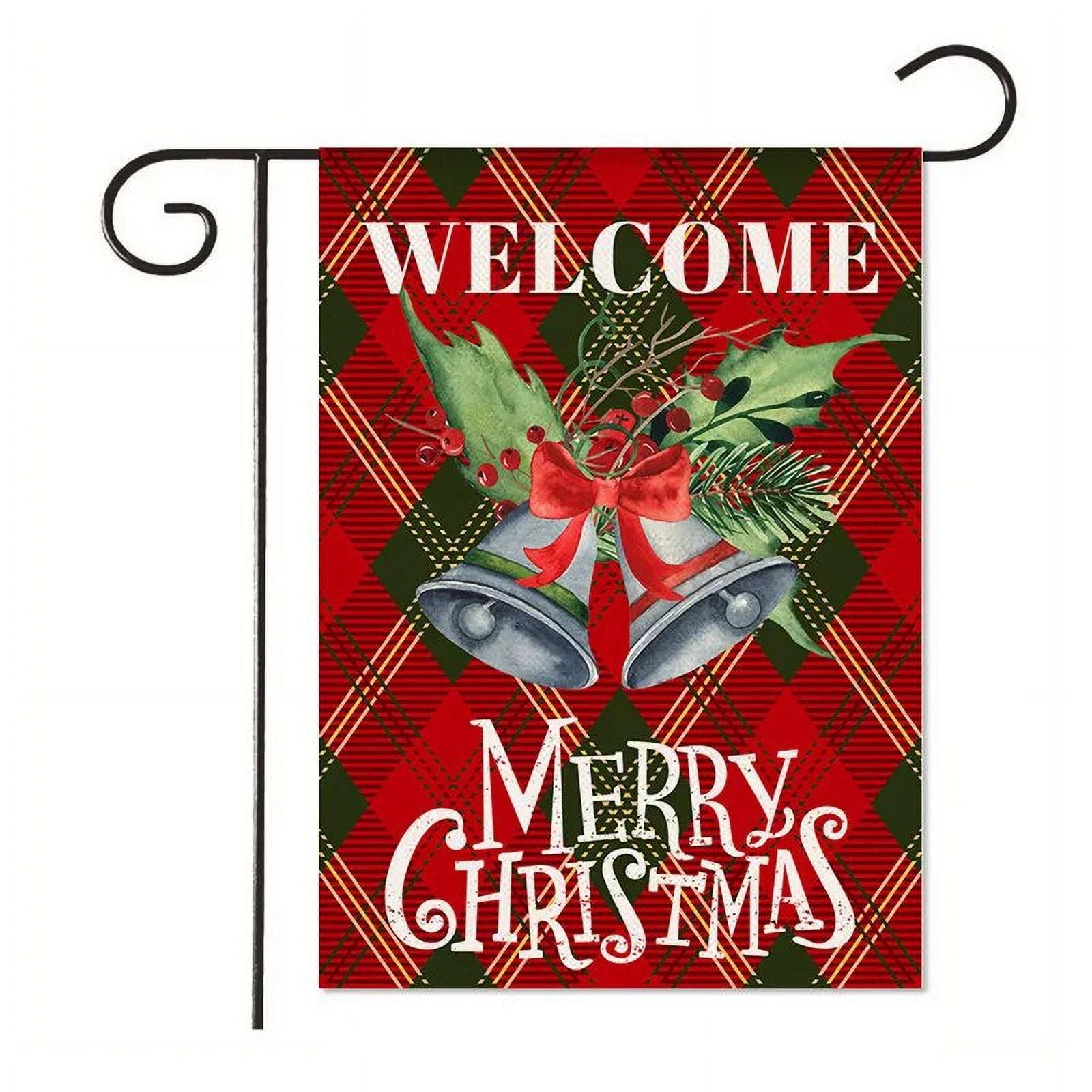 Welcome Christmas Advent Wreath Presents Bells Ornaments Wood And Plaid ...