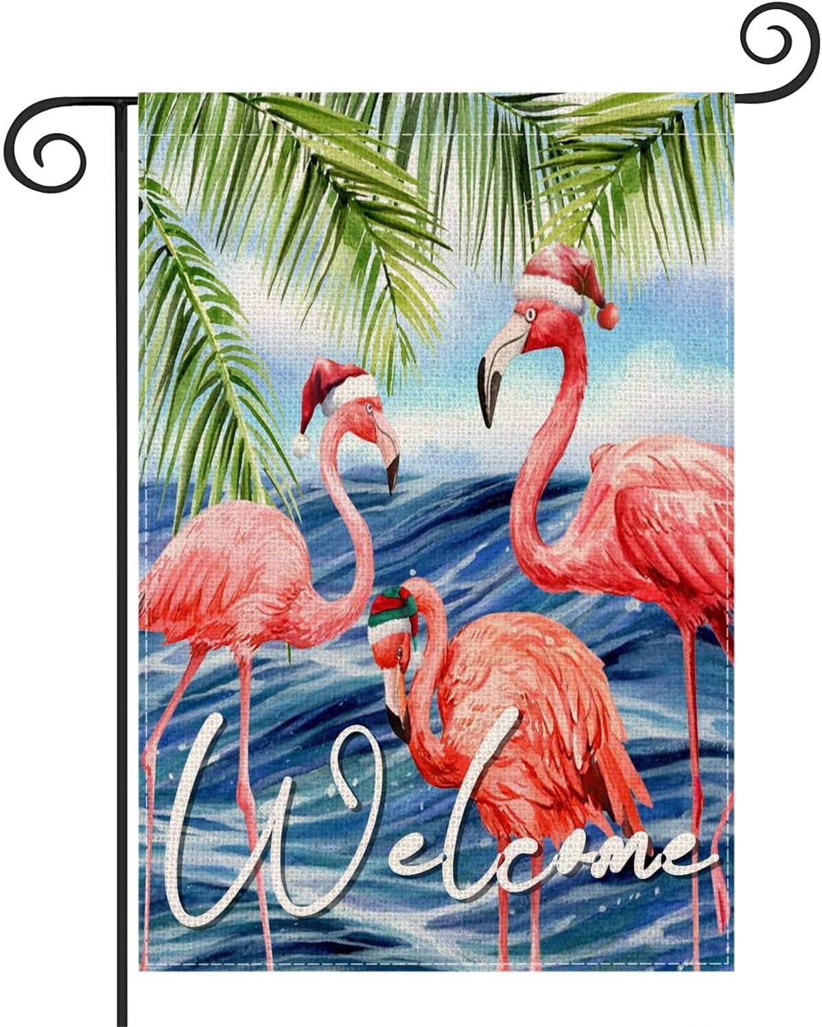 Welcome Christmas Flamingo Garden Flags 12.5x18 Double Sided Xmas ...