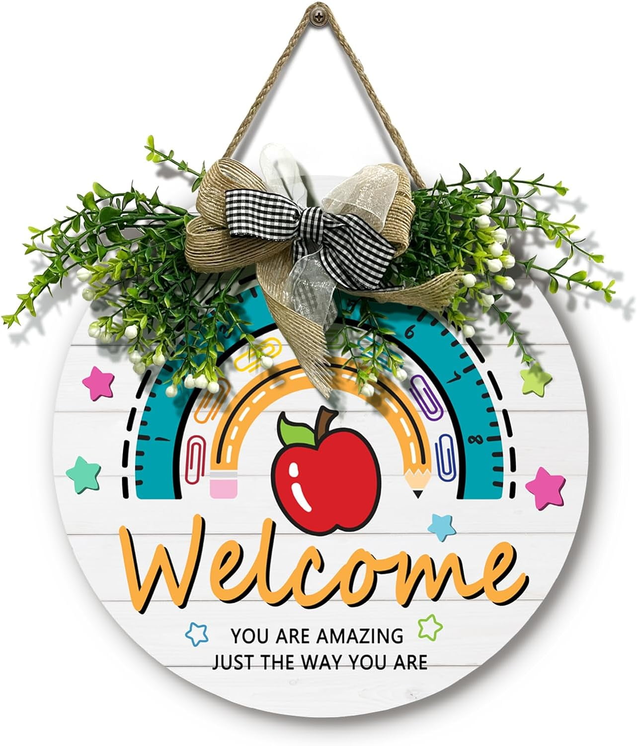 Welcome Classroom Teacher Door Sign Wooden Welcome Sign for Classroom ...