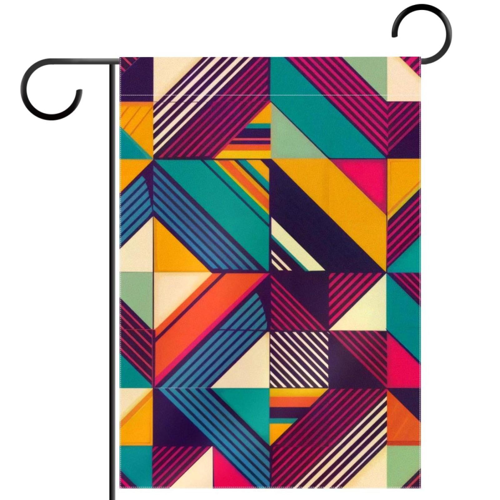 Welcome Colored Geometric Art Pattern Garden Flag, Vertical Double ...