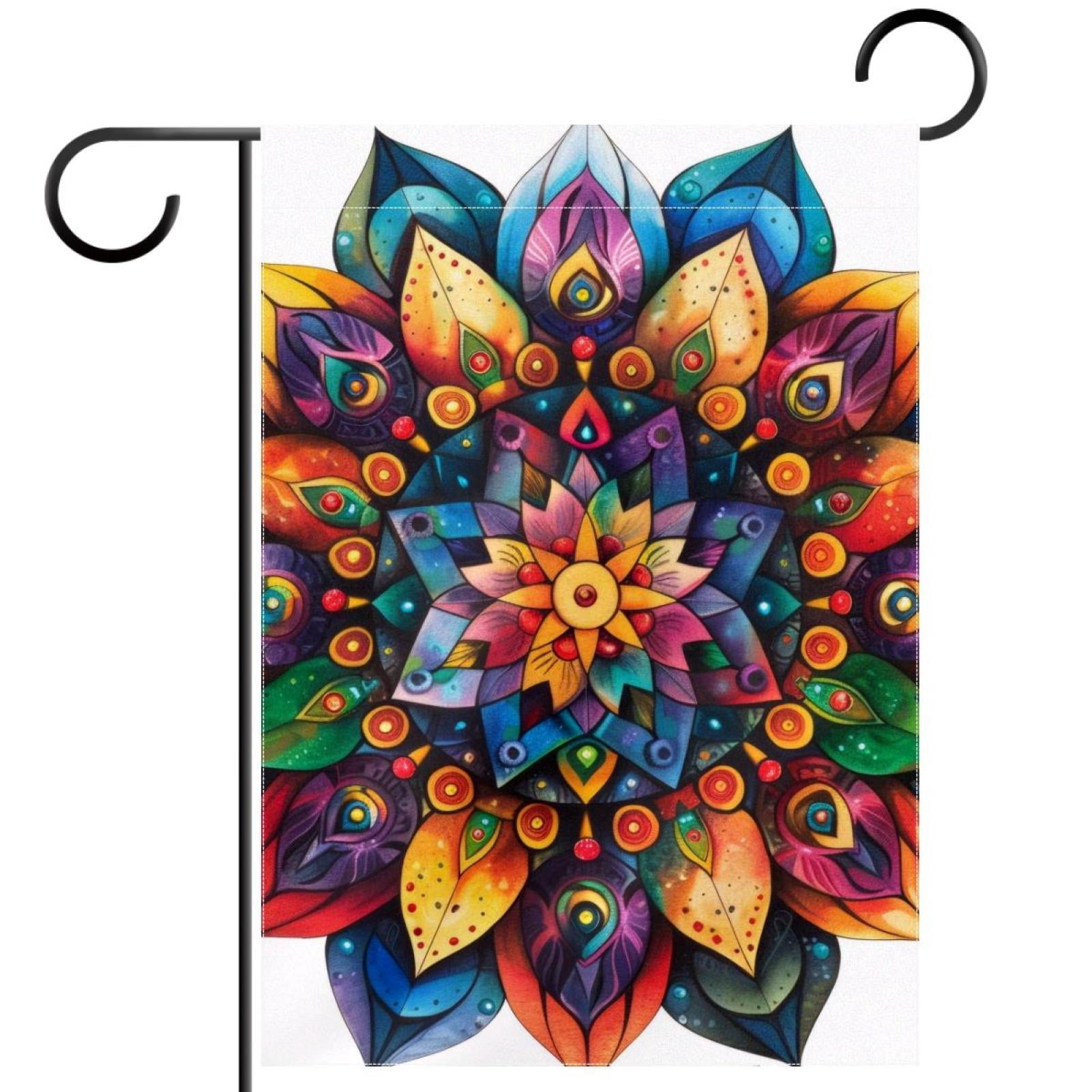 Welcome Colorful Mandala Art Garden Flag, Vertical Double Sided Small ...