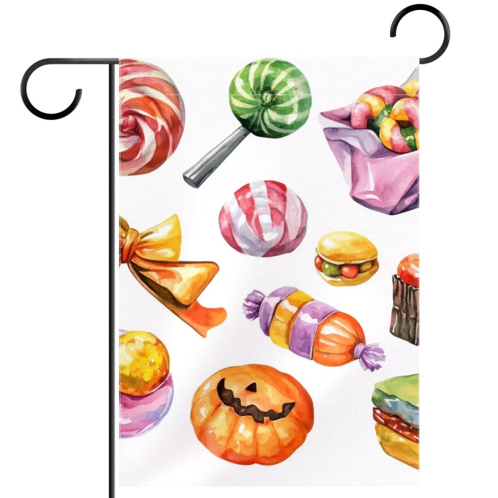 Welcome Colorful Seamless Halloween Candies Set Garden Flag, Vertical ...