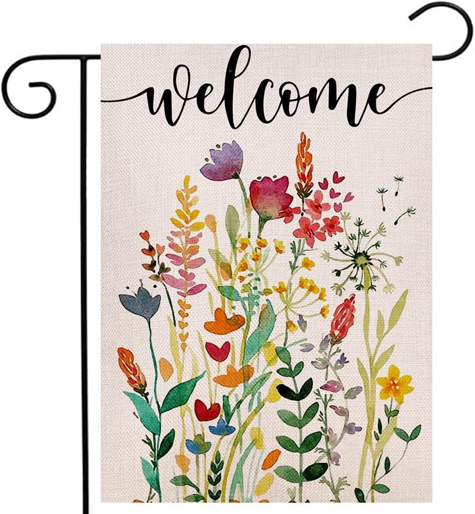 Welcome Colorful Wildflower Garden Flag Double Sided Outside, Spring ...