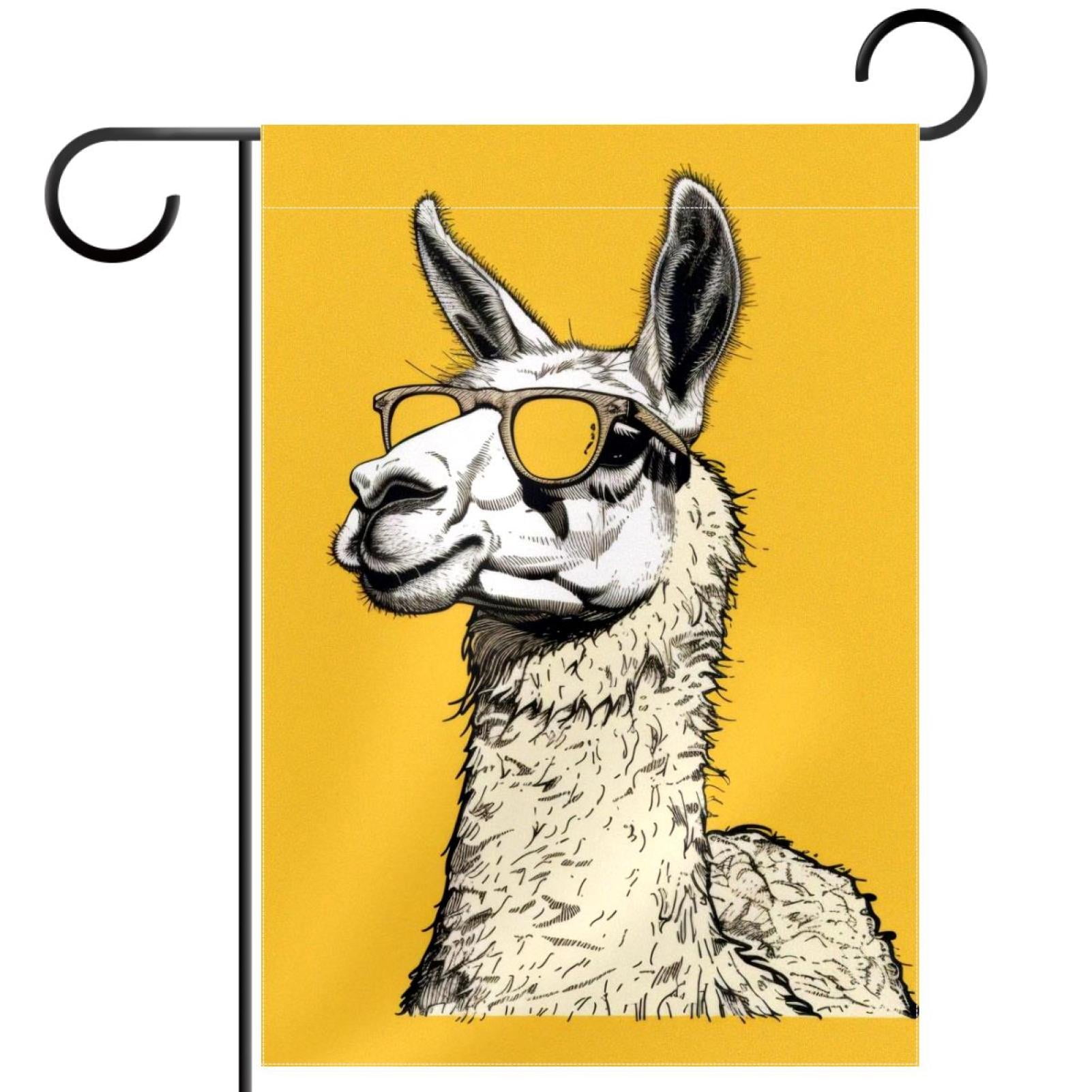 Welcome Cool Hand Drawing Llama Garden Flag, Vertical Double Sided ...