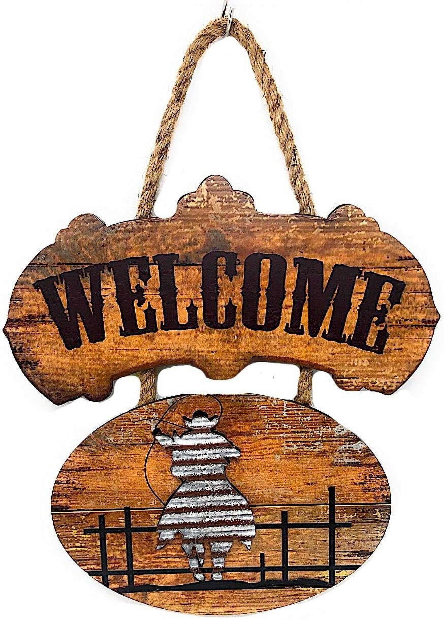 Welcome Country Western Sign Cowboy On A Horse Wall Door Home Business ...