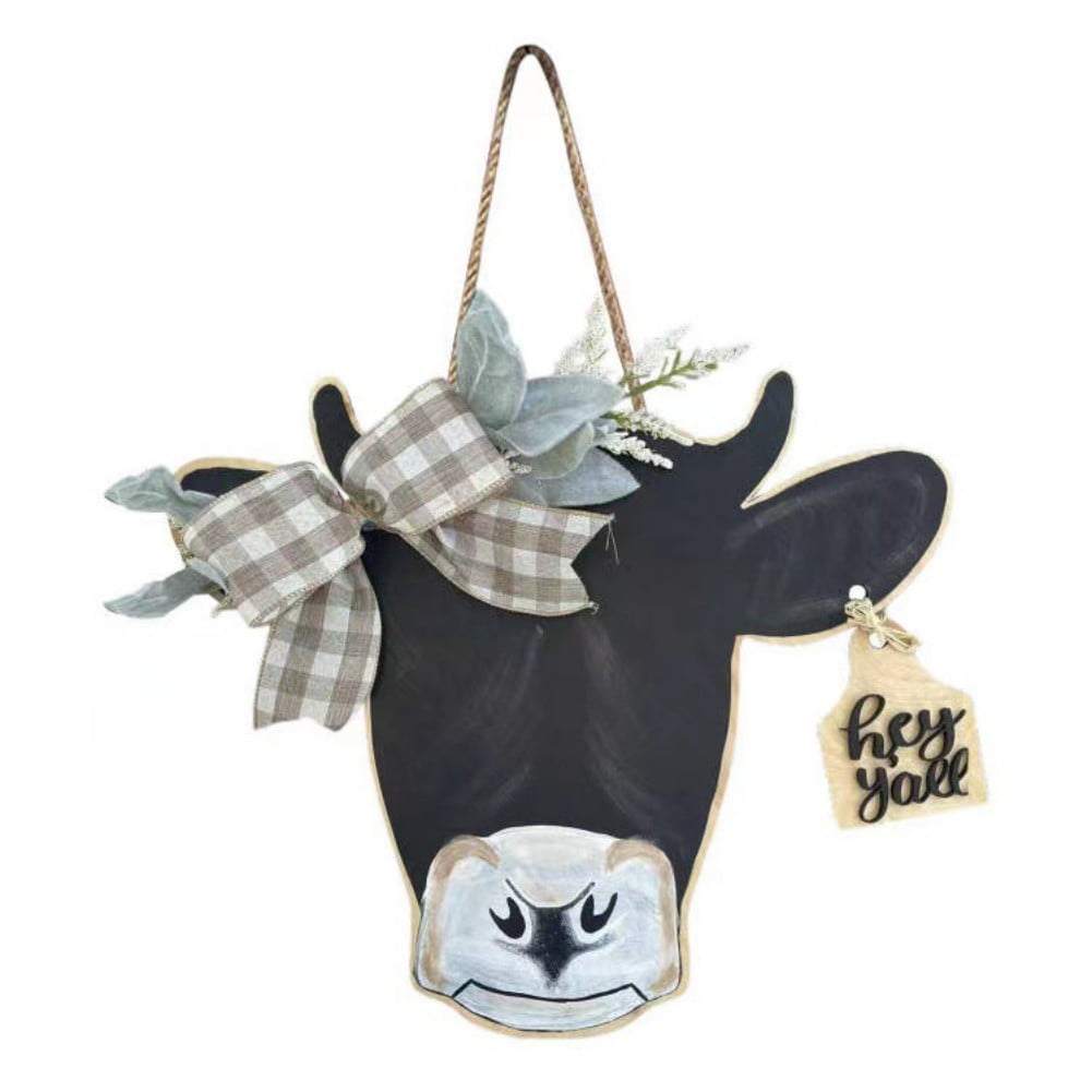 Welcome Cow Head Door Wreath Sign for Front Door, 3D Cow Head Wreath ...