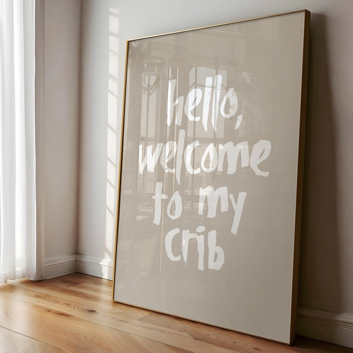Welcome To My Crib Print, Trendy Neutral Hallway Wall Art, Welcome ...