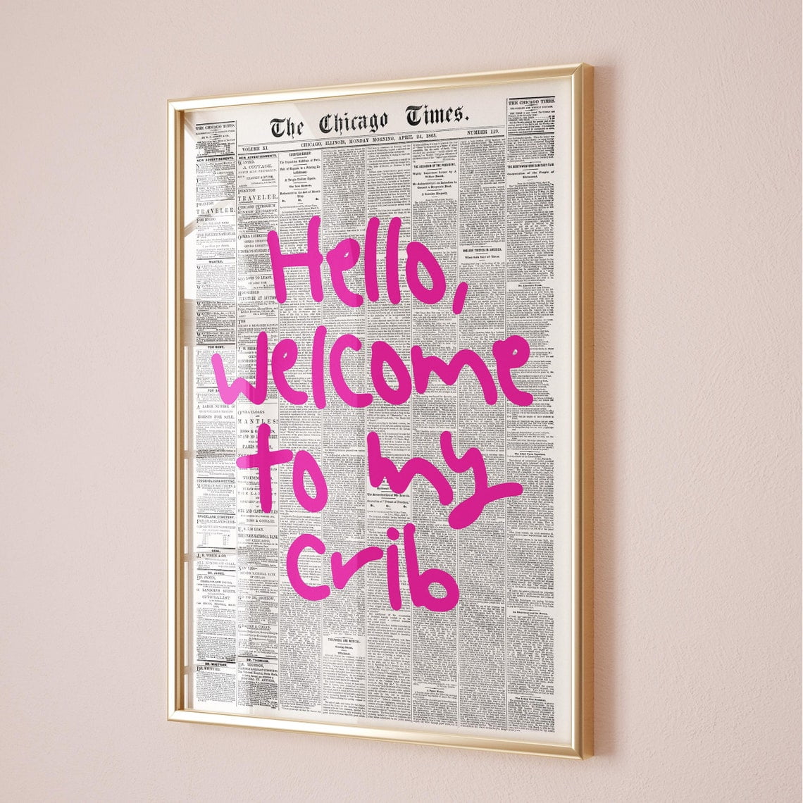 Welcome To My Crib Retro Newspaper Poster, Trendy Funky Typography ...