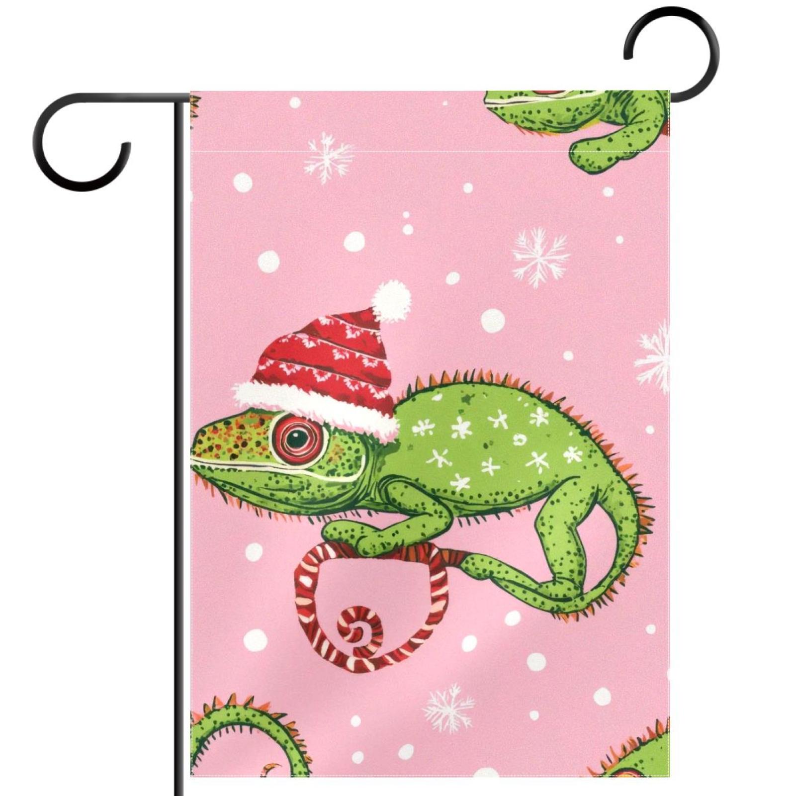 Welcome Cute Christmas Chameleon Animal with Hat and Snowflake Garden ...