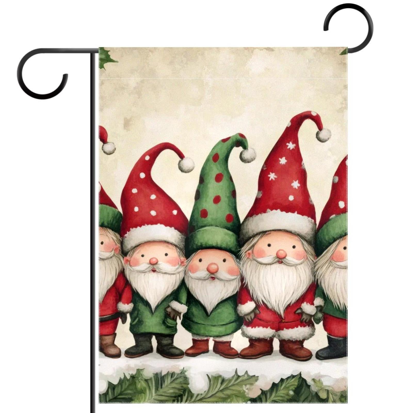 Welcome Cute Christmas Santa with Hats Pattern Garden Flag, Vertical ...