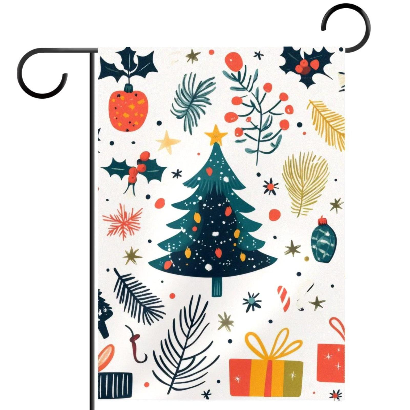 Welcome Cute Christmas Trees and Xmas Elements Garden Flag, Vertical ...