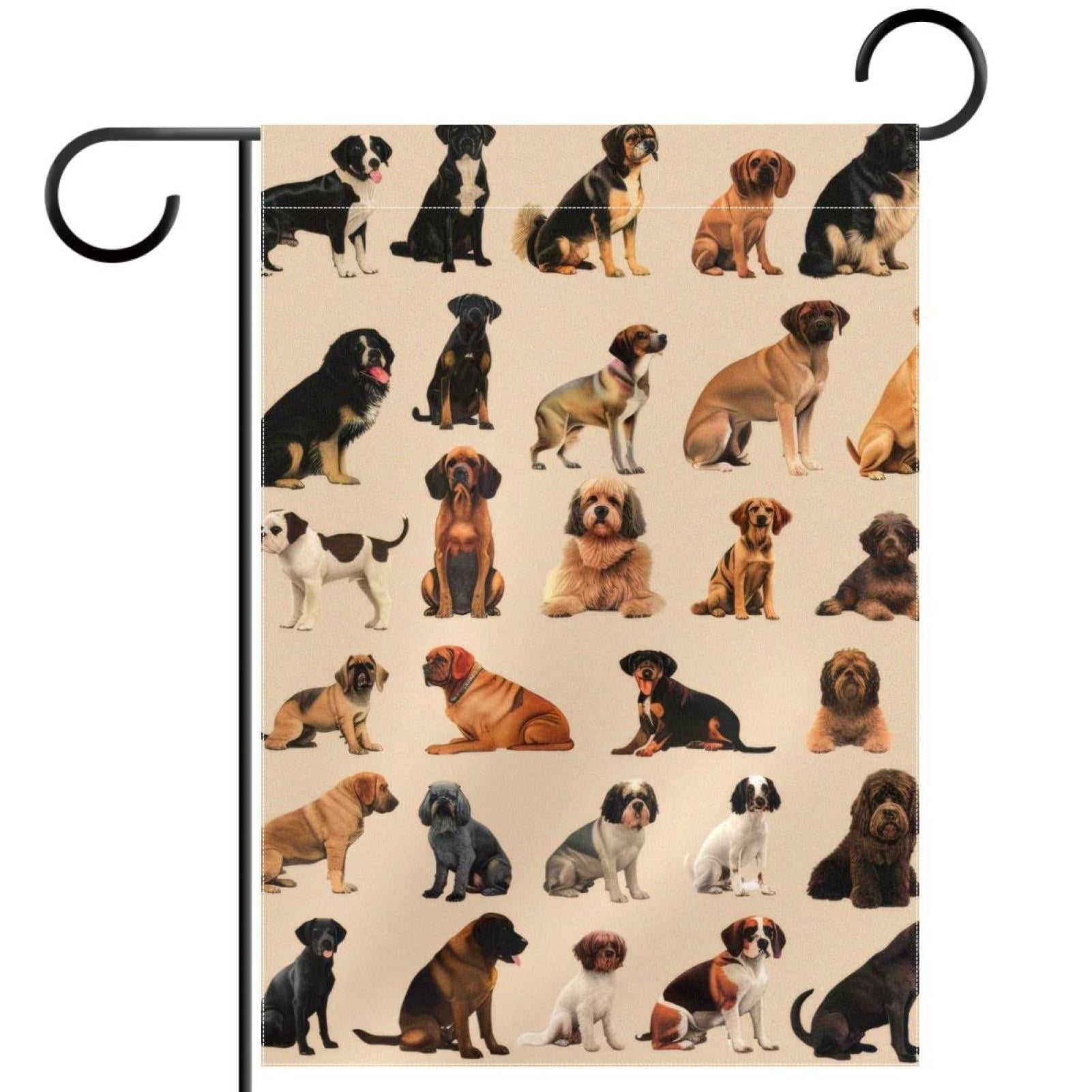 Welcome Cute Dog Breeds Background Garden Flag, Vertical Double Sided ...