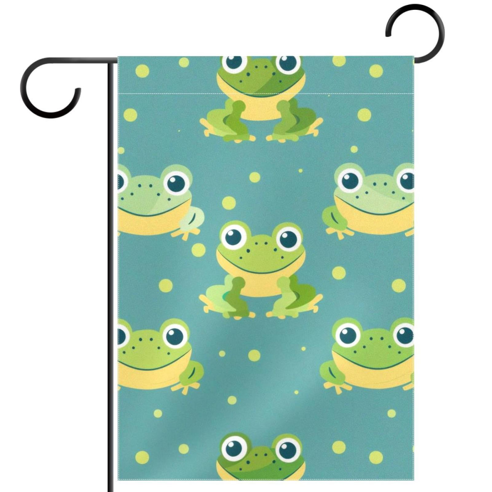 Welcome Cute Frogs Pattern Garden Flag, Vertical Double Sided Small ...