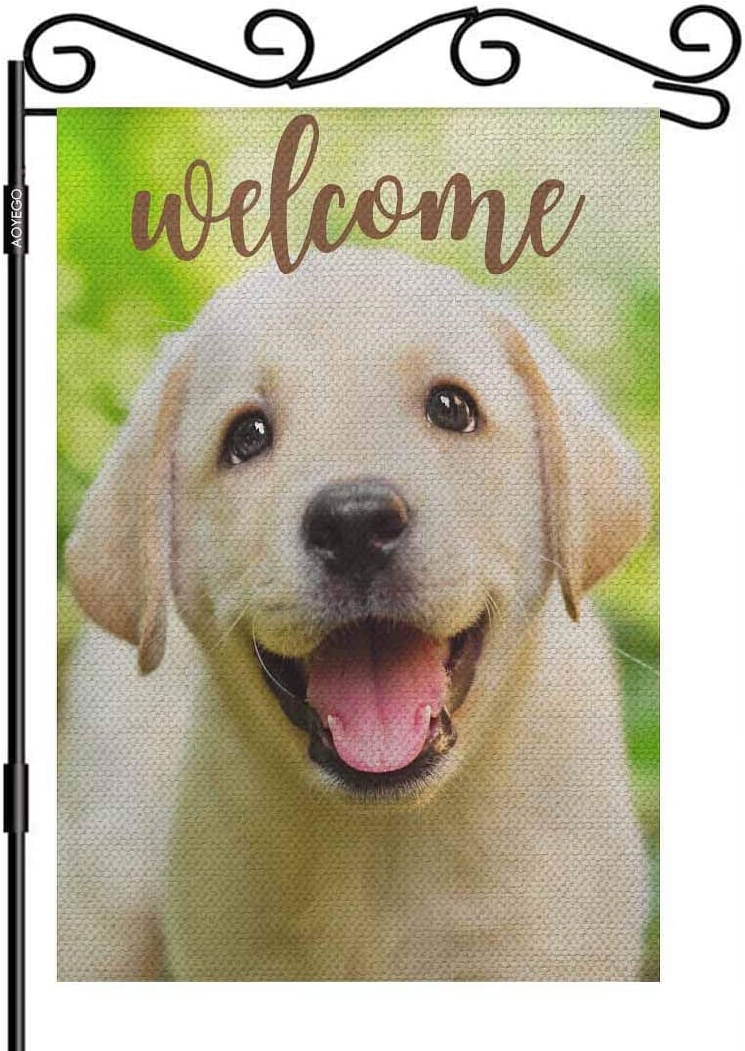 Welcome Cute Labrador Puppy Dogs Garden Flag 12x18 Inch Vertical Double ...