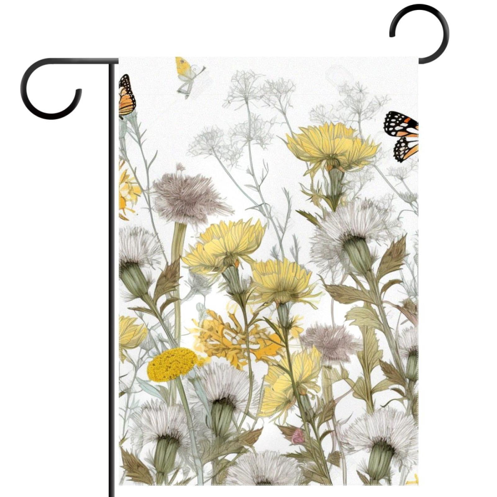 Welcome Dandelions and Butterflies Wildflowers Floral Garden Flag ...