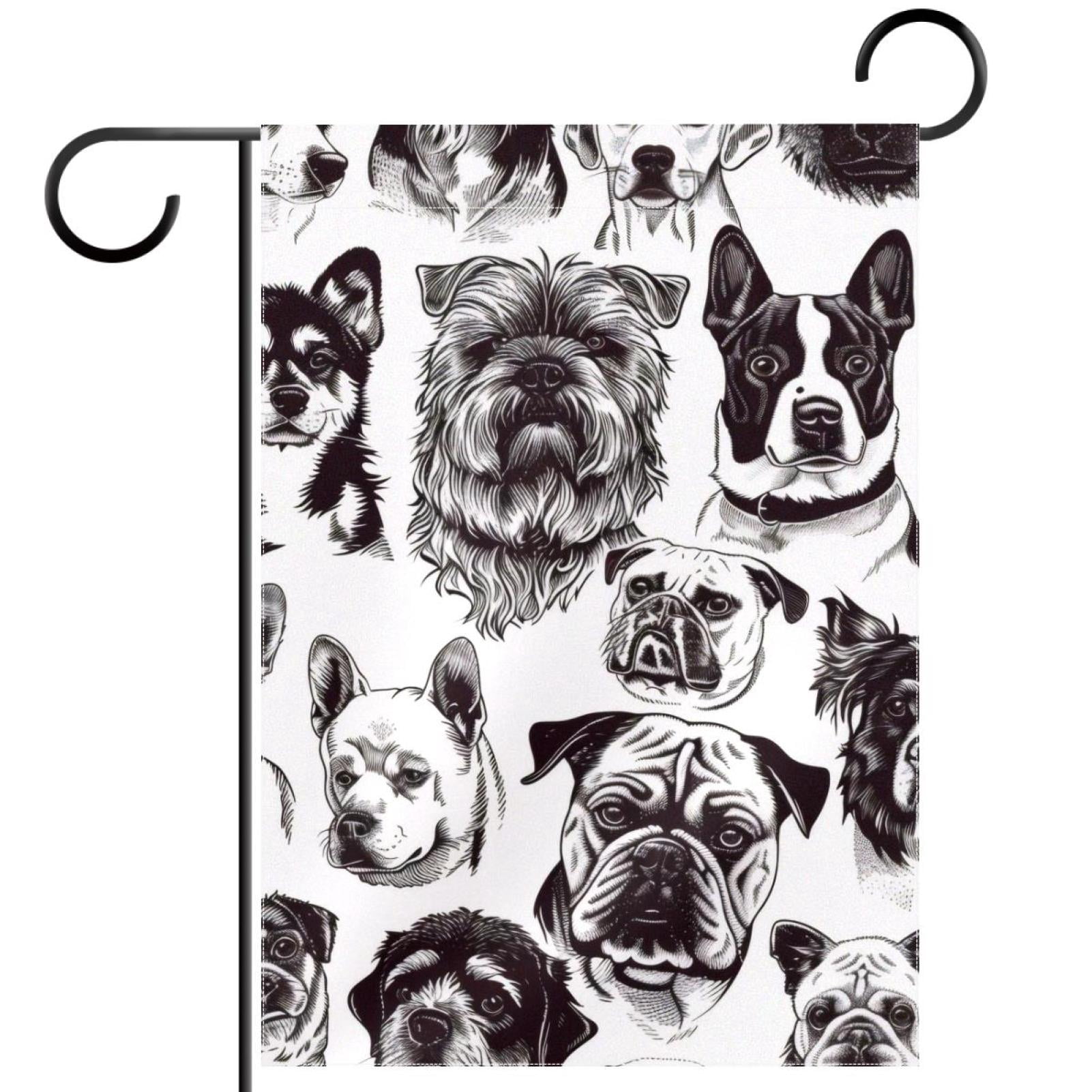Welcome Decorative Dog Breeds Seamless Pattern Garden Flag, Vertical ...