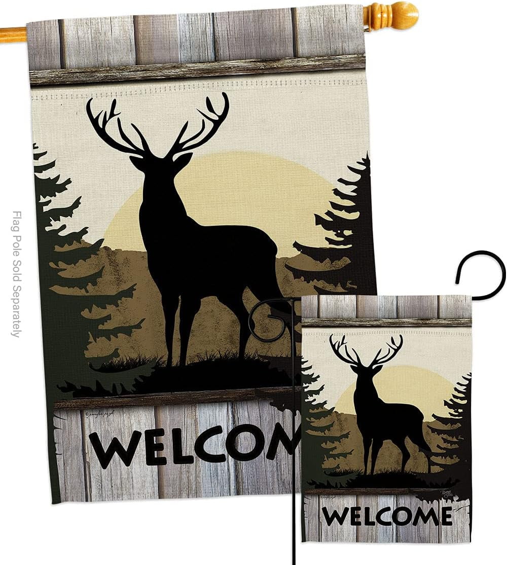 Welcome Deer Garden House Flags Set Animals Wildlife Outdoor Bear Wolf ...