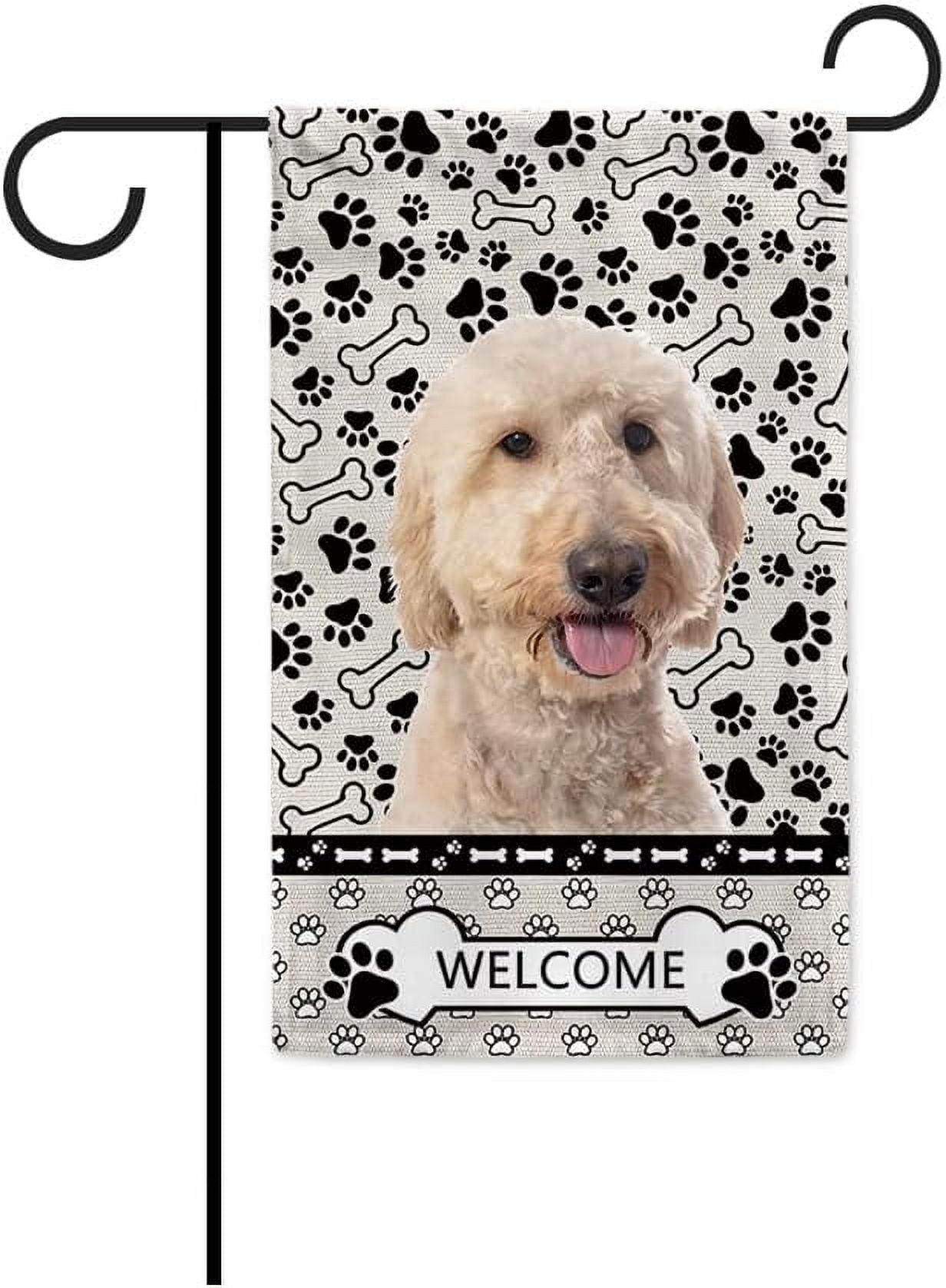 Welcome Dog Polka Dots Garden Flag Goldendoodle Buffalo Check Plaid Paw ...