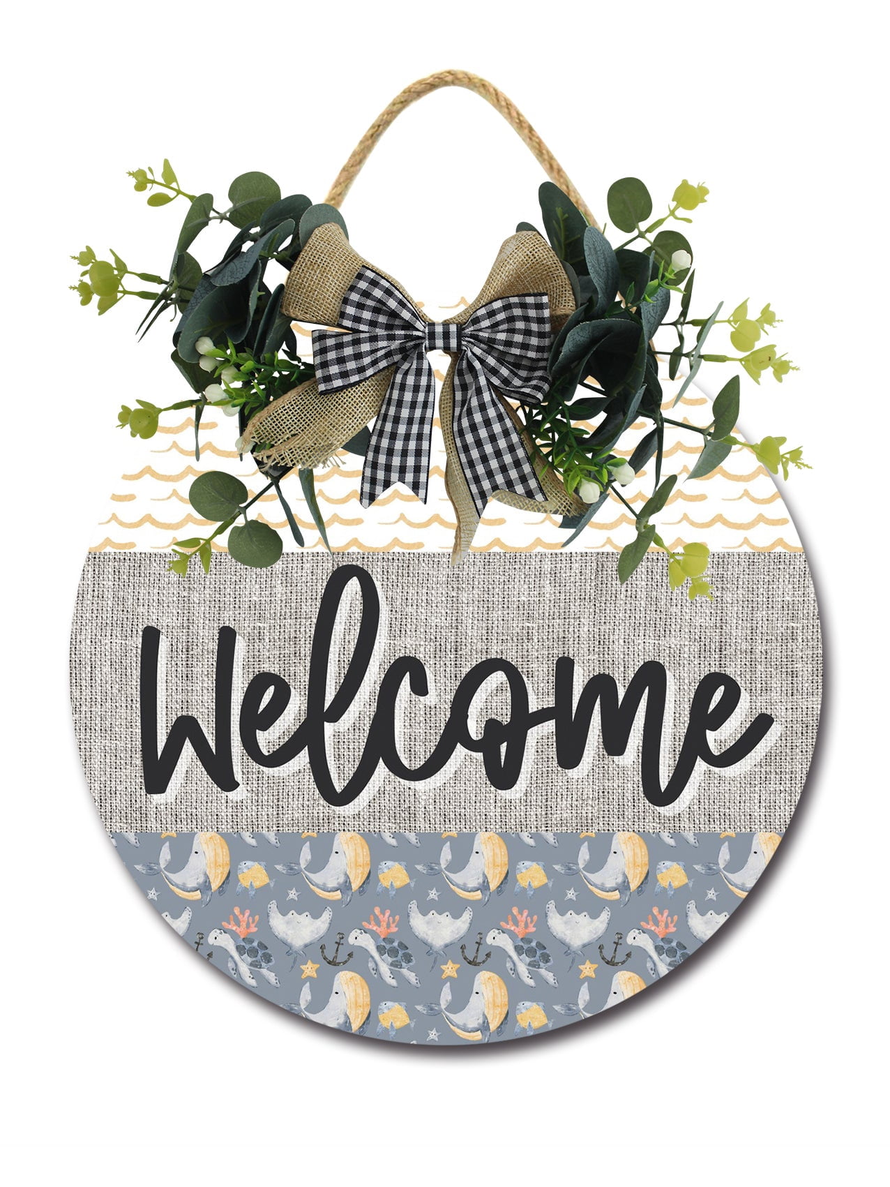 Welcome Door Hanging Sign 11 inch Wooden Wall Sign, Rustic Holiday ...