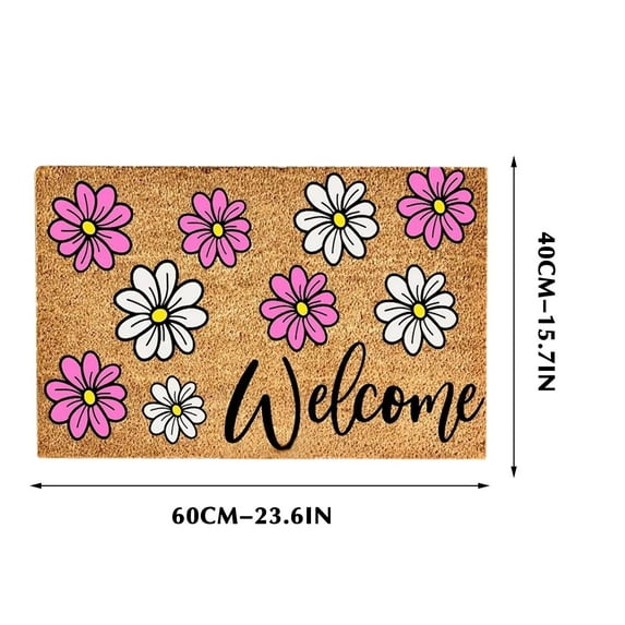 Welcome Door Mat 24x16 Inch Polyester Low Pile, Non-Slip Rectangular ...